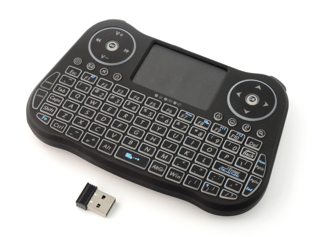 Klawiatura bezprzewodowa + touchpad MT08 - czarna Sklep Botland